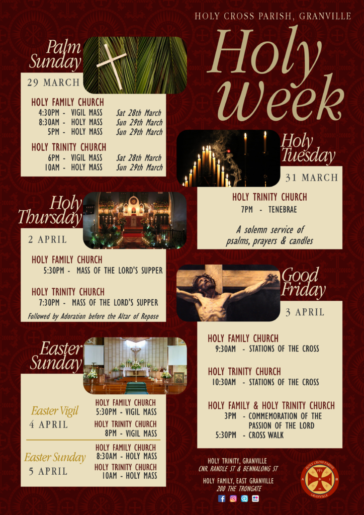 2026 Holy Week Schedule - Holy Cross Parish, Granville